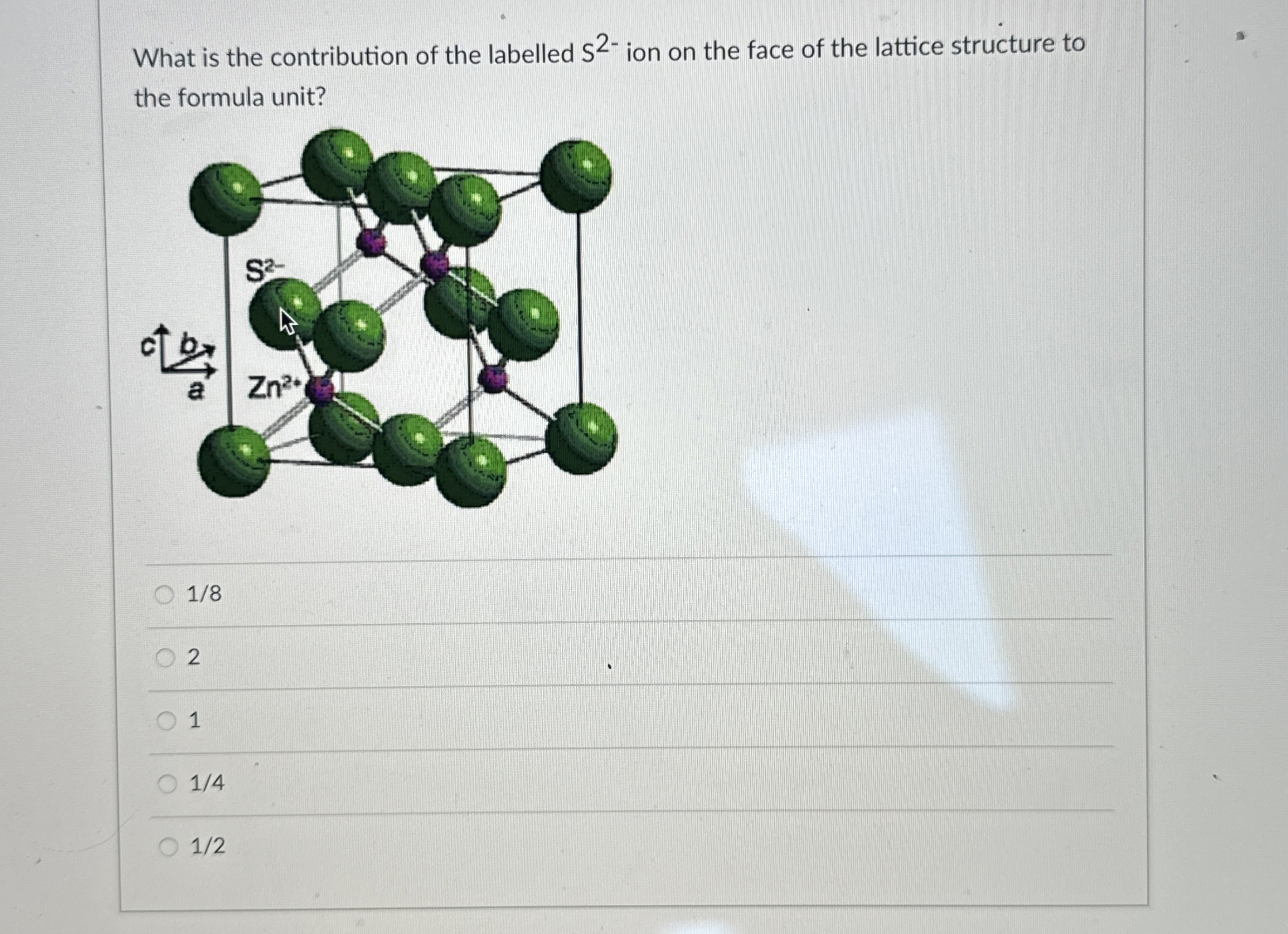 Solved What is the contribution of the labelled S2- ﻿ion on | Chegg.com