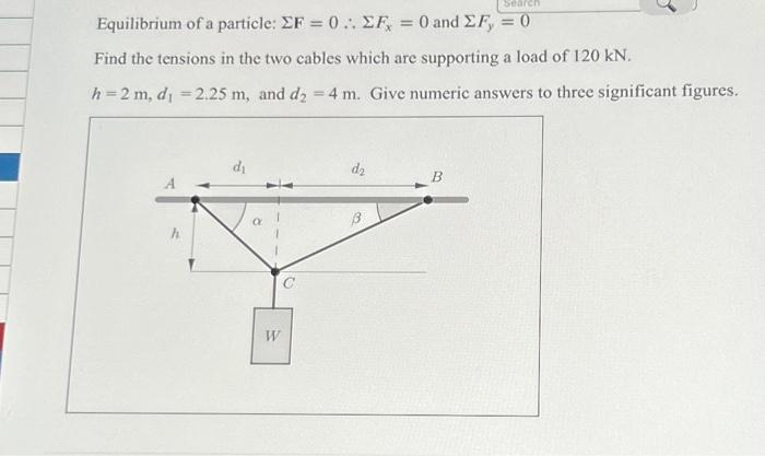 Solved Equilibrium of a particle: ΣF=0∴ΣFx=0 and ΣFy=0 Find | Chegg.com
