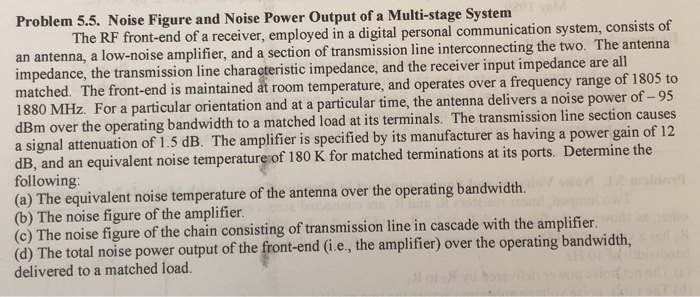 Problem 5.5. Noise Figure and Noise Power Output of a | Chegg.com