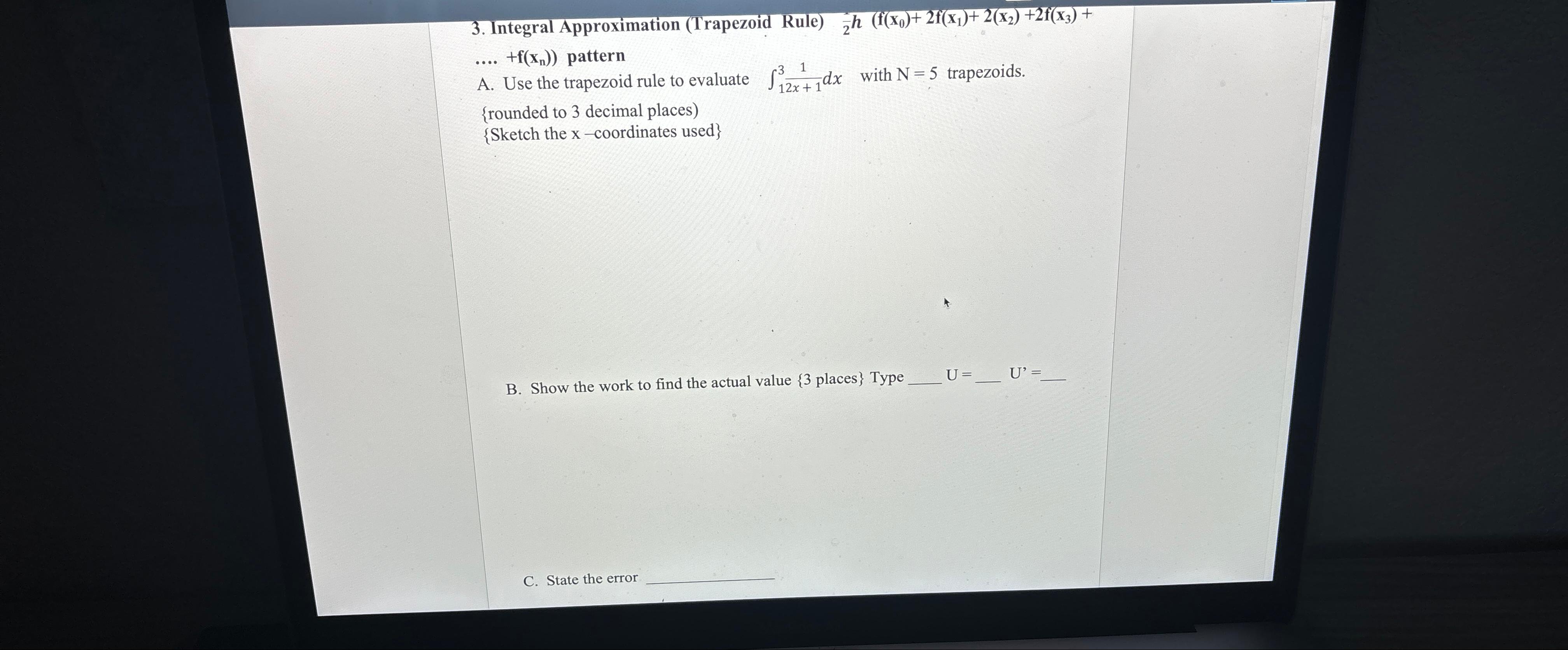 Solved Integral Approximation (Trapezoid | Chegg.com