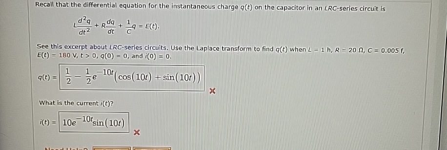 Solved Recall that the differential equation for the | Chegg.com