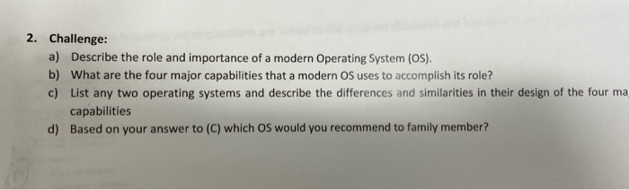 Solved 2. Challenge: a) Describe the role and importance of | Chegg.com