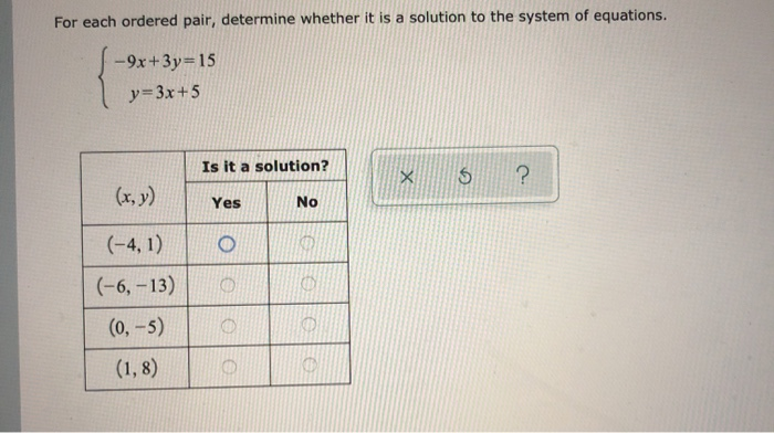 Solved For each ordered pair, determine whether it is a | Chegg.com
