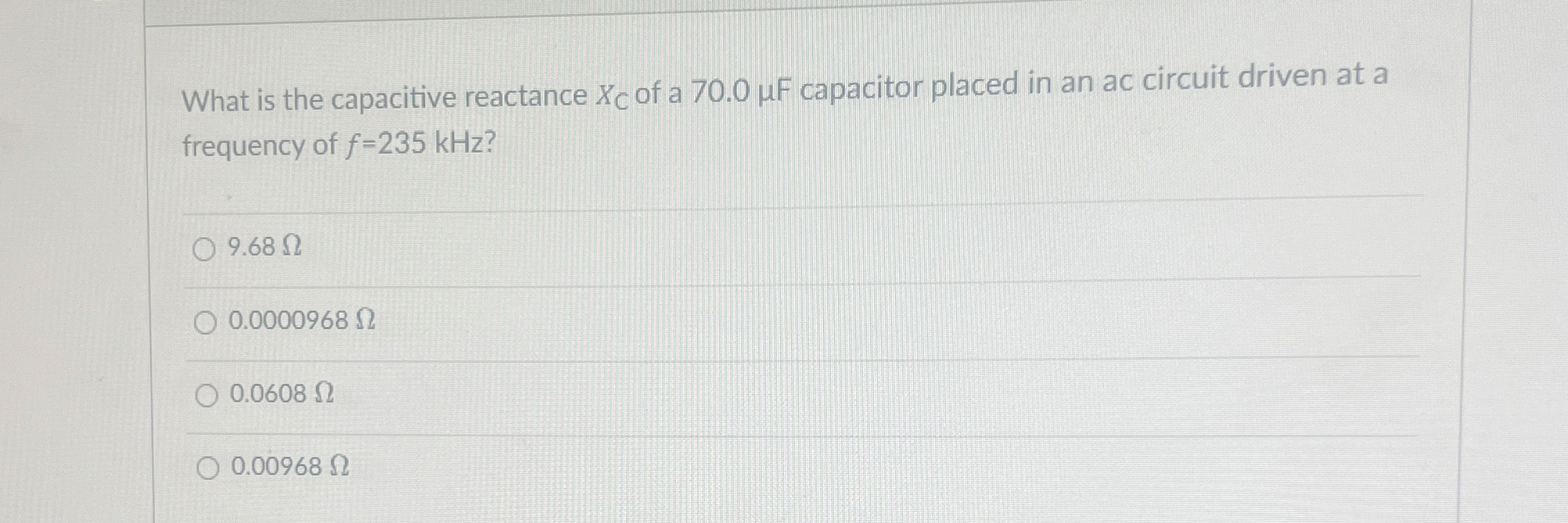 Solved What is the capacitive reactance xC ﻿of a 70.0μF | Chegg.com