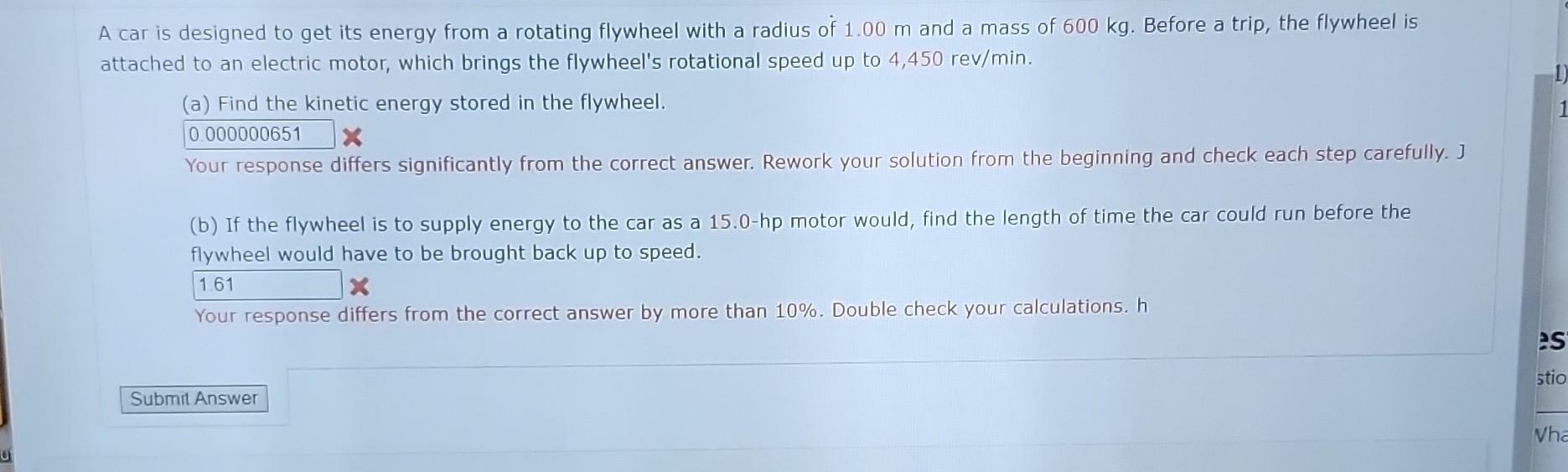 Solved A car is designed to get its energy from a rotating | Chegg.com