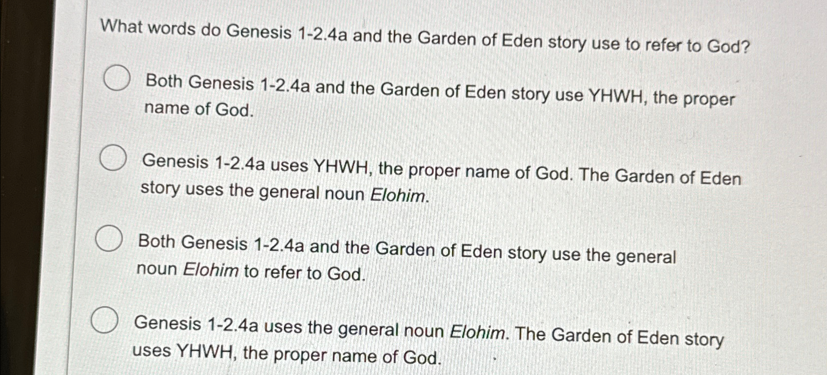 Solved What words do Genesis 1-2.4a and the Garden of Eden | Chegg.com