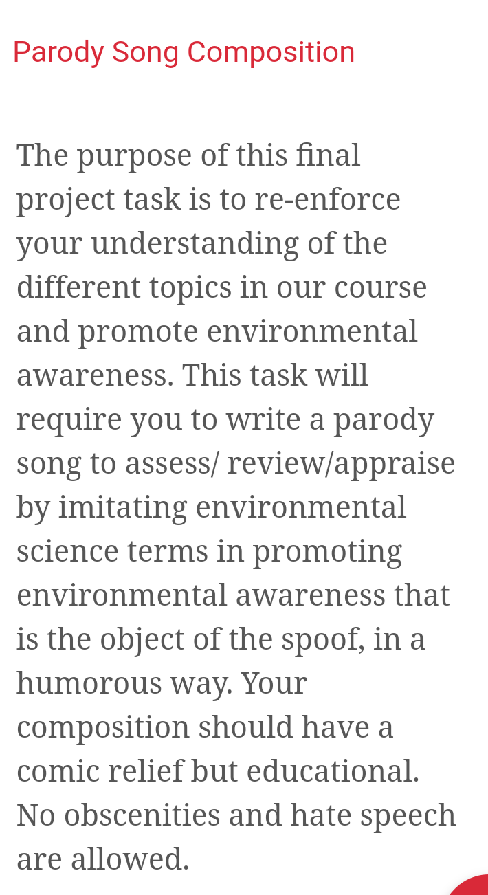 Solved Parody Song Composition The purpose of this final | Chegg.com