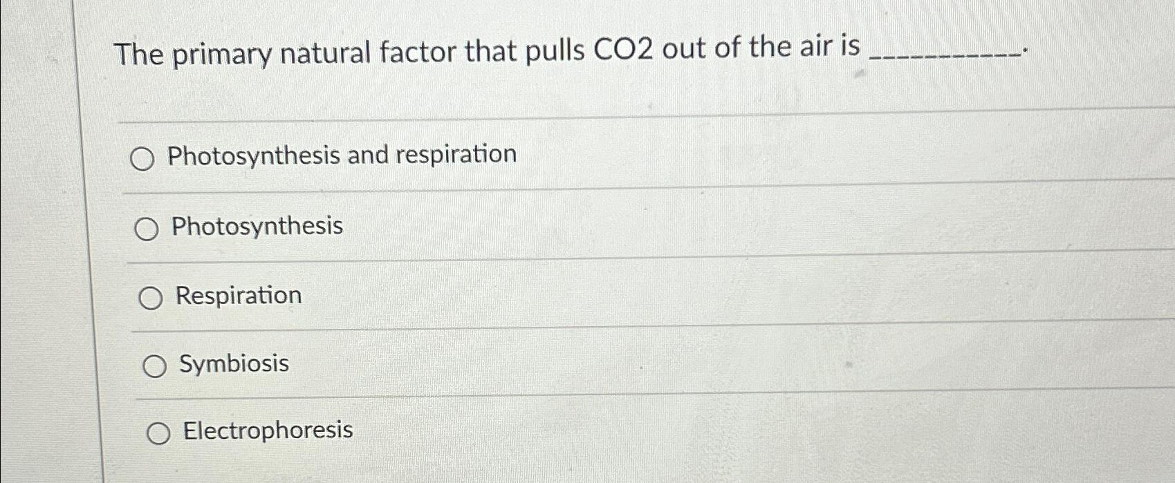 Solved The primary natural factor that pulls CO2 ﻿out of the | Chegg.com