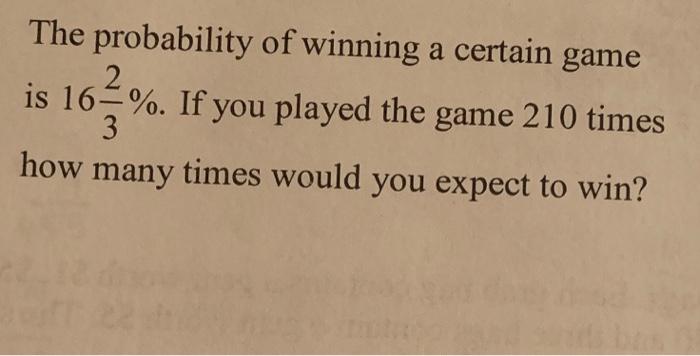 Solved The probability of winning a certain game is 16%. If | Chegg.com
