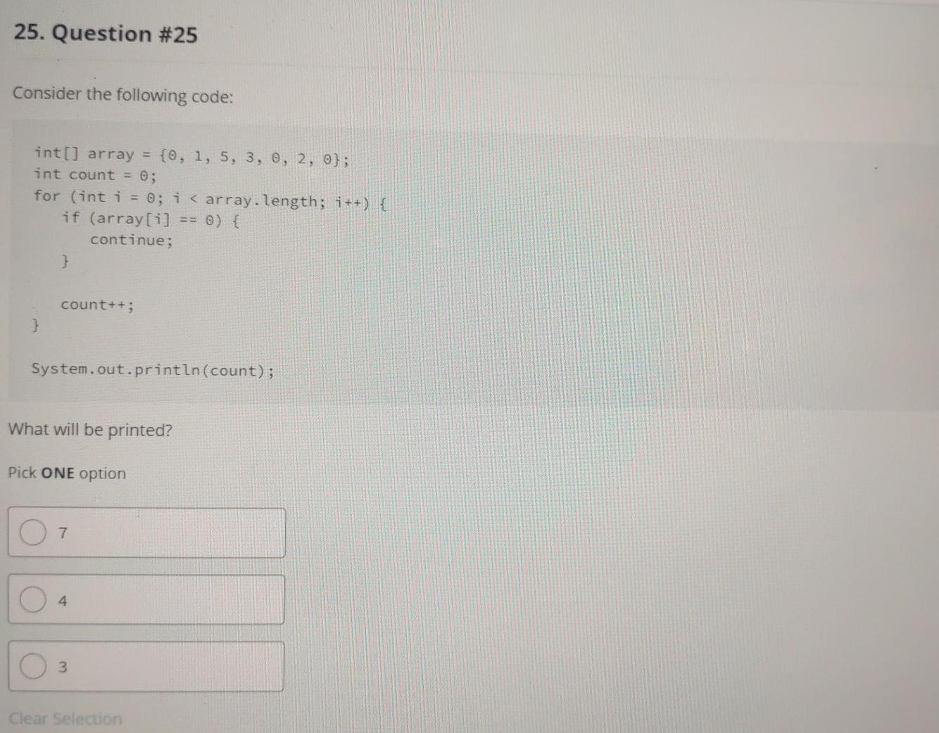 Solved 25. Question #25 Consider the following code: int[] | Chegg.com