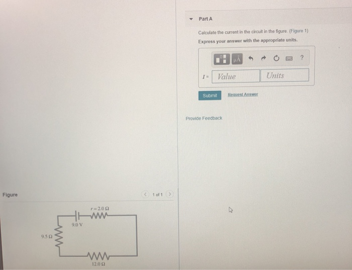 Solved Part A Calculate the current in the circuit in the | Chegg.com