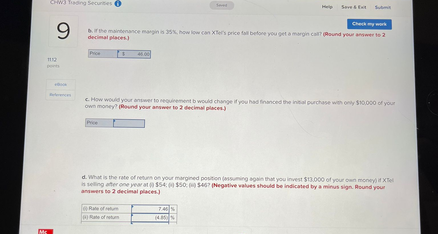Solved CHW3 ﻿Trading SecuritiesHelpSave & ExitSubmitb. ﻿If | Chegg.com