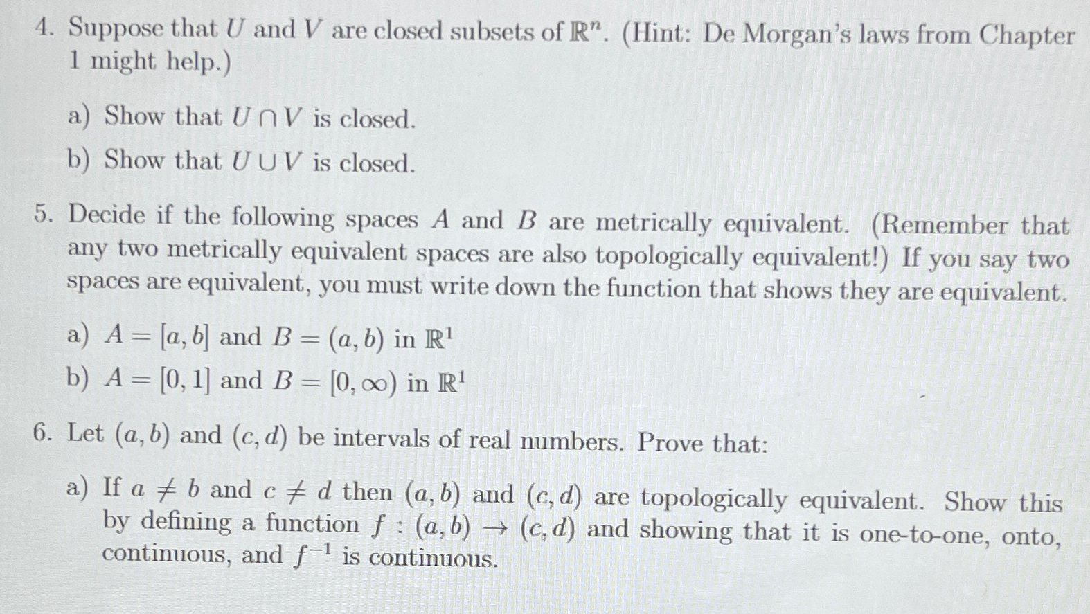 Solved Suppose that U ﻿and V ﻿are closed subsets of | Chegg.com