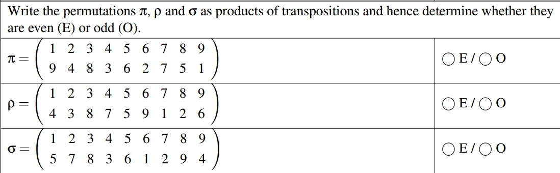 Solved Write the permutations π,ρ ﻿and σ ﻿as products of | Chegg.com