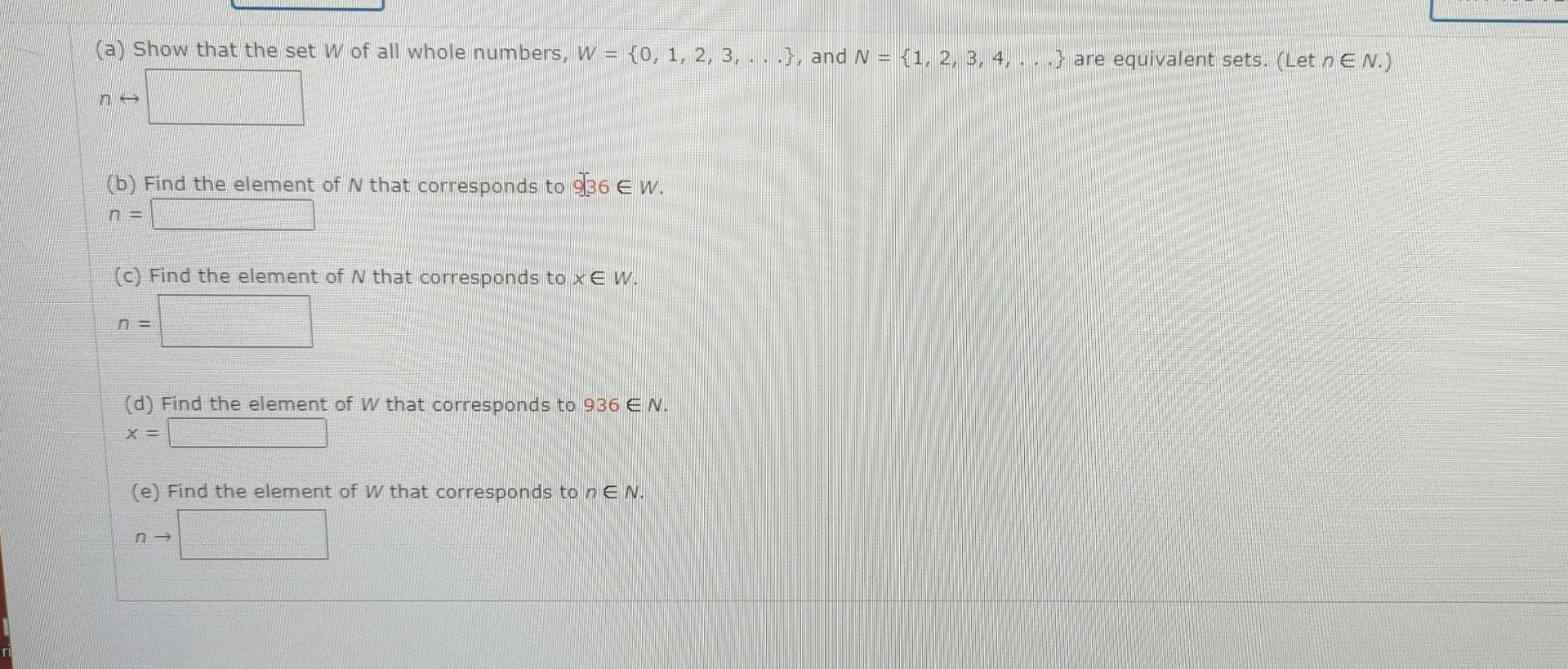Solved (a) Show that the set W of all whole numbers, | Chegg.com