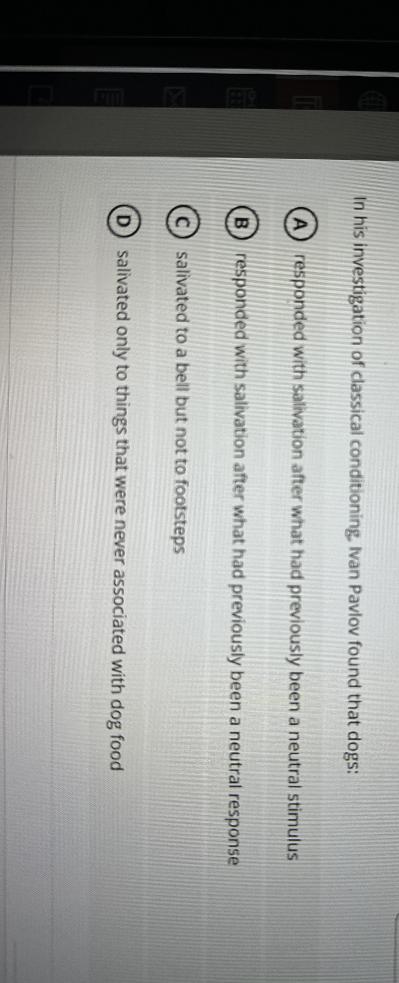 Solved In his investigation of classical conditioning, Ivan | Chegg.com