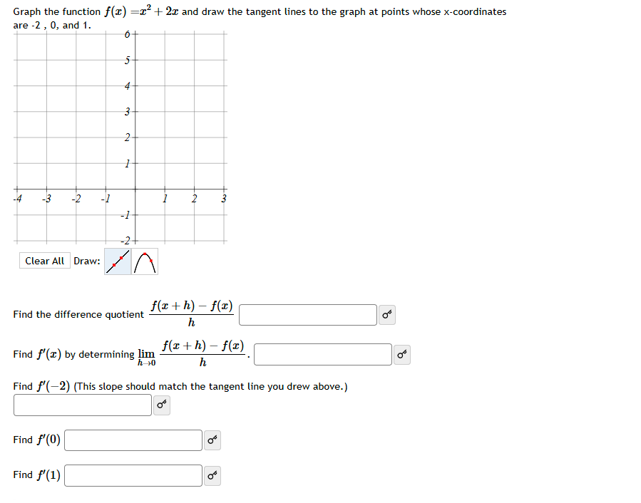 Solved Graph the function f(x)=x2+2x ﻿and draw the tangent | Chegg.com