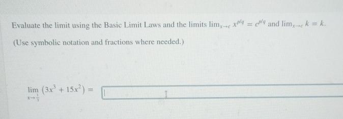 Solved Evaluate the limit using the Basic Limit Laws and the | Chegg.com