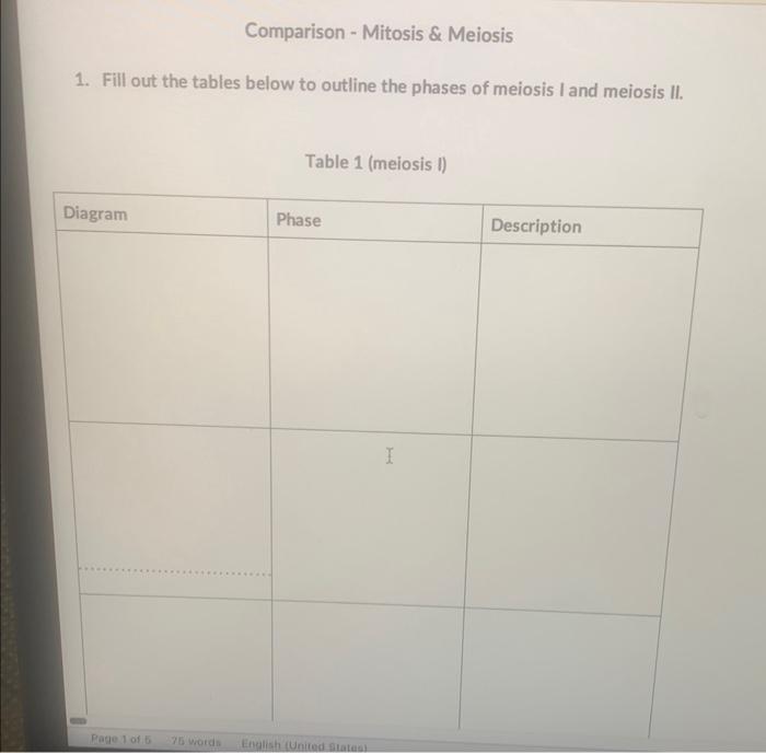 Solved 1. Fill out the tables below to outline the phases of | Chegg.com