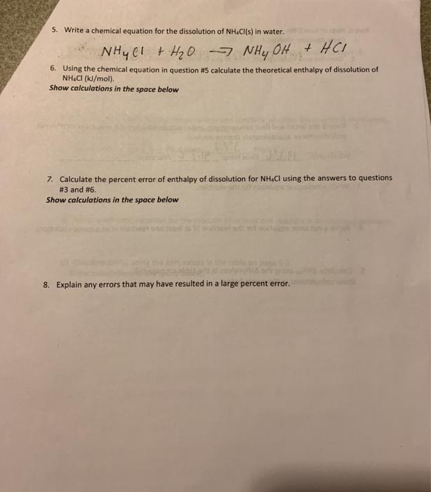 Solved 5. Write a chemical equation for the dissolution of | Chegg.com