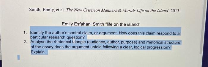 Identify the author’s central claim, or argument. How | Chegg.com