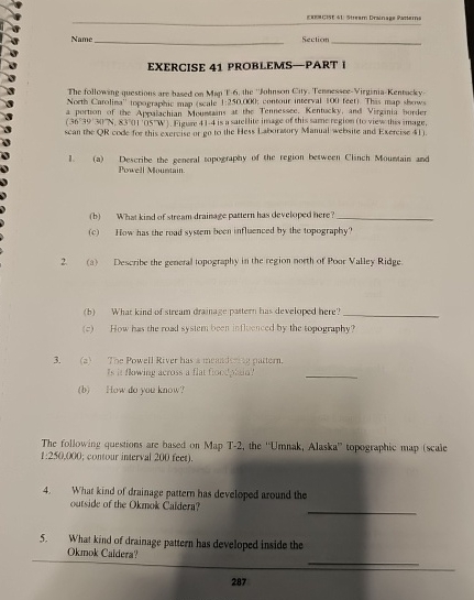 Solved Raragast 41 ﻿Stresm Drainage PatiermsName | Chegg.com