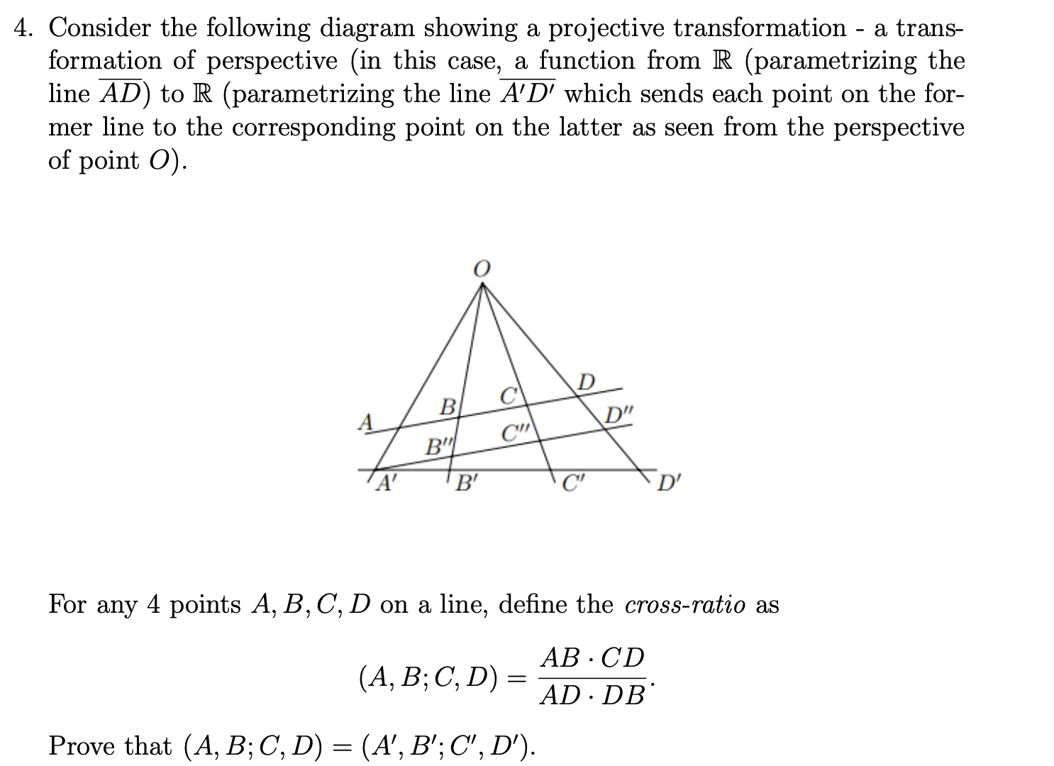 Solved Consider the following diagram showing a projective | Chegg.com