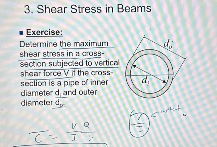Solved 3. Shear Stress in Beams Exercise: Determine the | Chegg.com