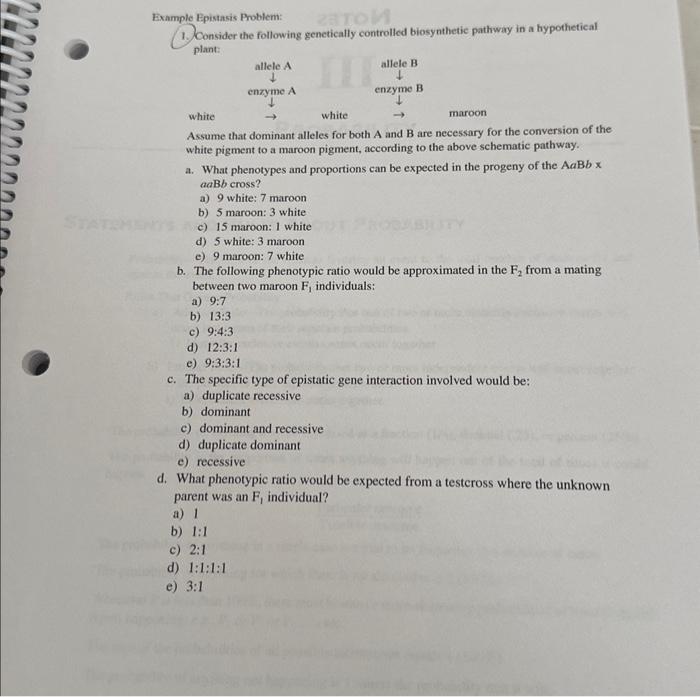 Solved 1. Consider the following genetically controlled | Chegg.com