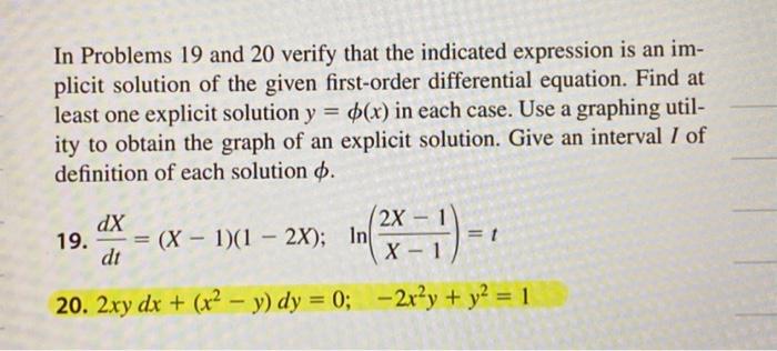 Solved In Problems 19 and 20 verify that the indicated | Chegg.com