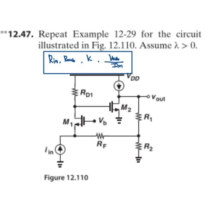 Solved 12.47. ﻿Repeat Example 12-29 ﻿for the circuit | Chegg.com