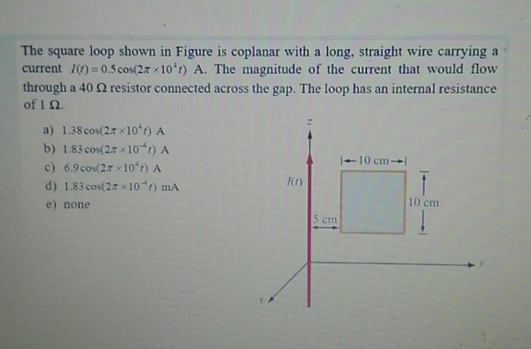 Solved The square loop shown in Figure is coplanar with a | Chegg.com