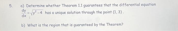 Solved a) Determine whether Theorem 1.1 guarantees that the | Chegg.com
