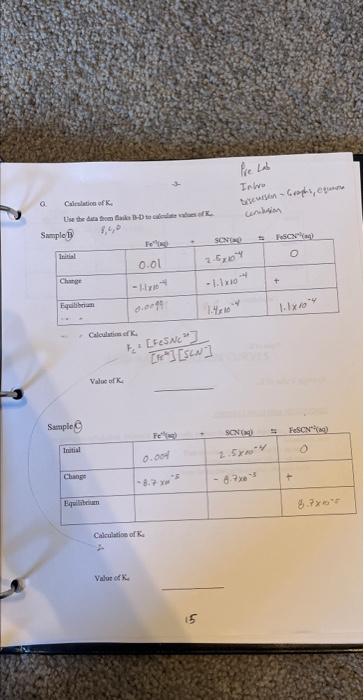 Solved help to solve the calculation for Kc on Sample B and | Chegg.com