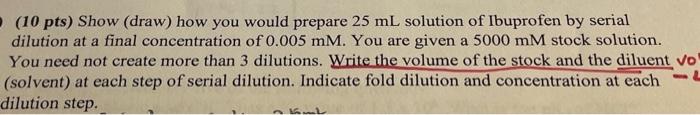 Solved (10 pts) Show (draw) how you would prepare 25 mL | Chegg.com
