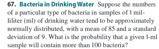 Solved Bacteria in ﻿Drinking Water Suppose the numbersof ﻿a | Chegg.com
