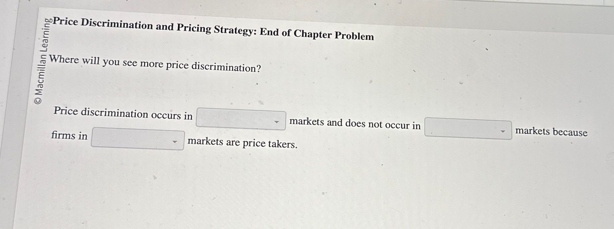 Solved Price Discrimination and Pricing Strategy: End of | Chegg.com
