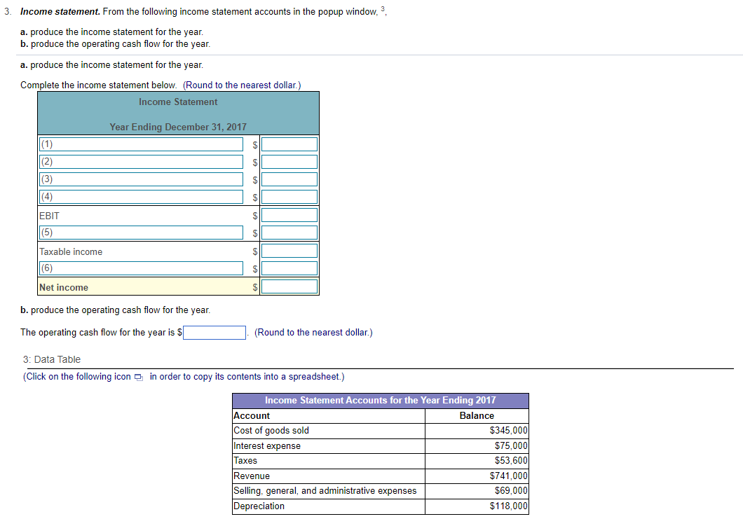 Solved Income statement. From the following income statement | Chegg.com