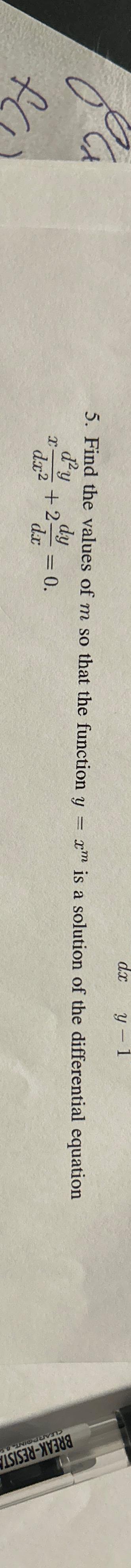 Solved Find the values of m ﻿so that the function y=xm ﻿is a | Chegg.com