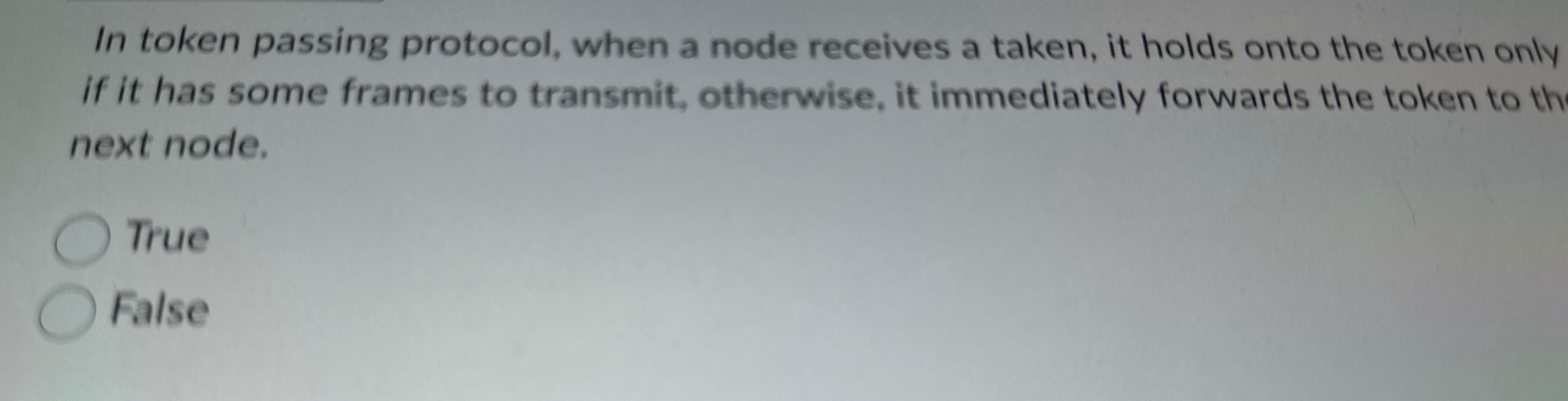 Solved In token passing protocol, when a node receives a | Chegg.com