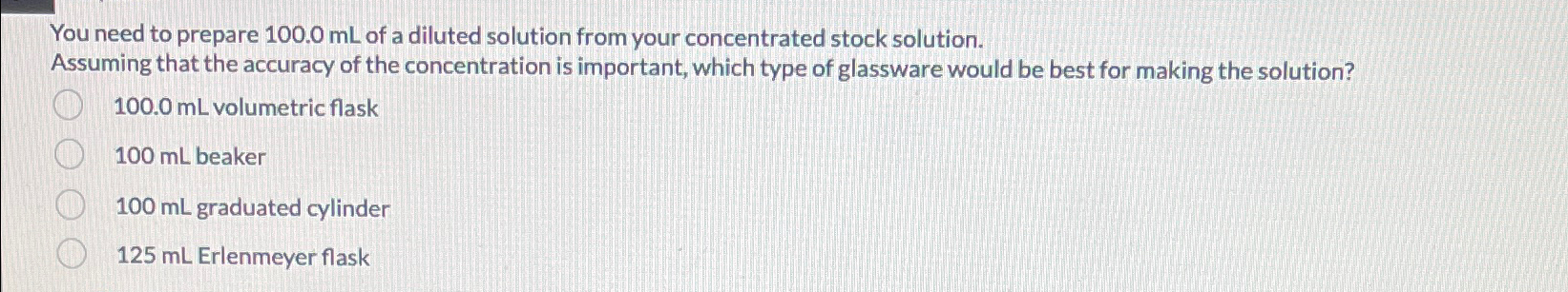 Solved You need to prepare 100.0mL ﻿of a diluted solution | Chegg.com