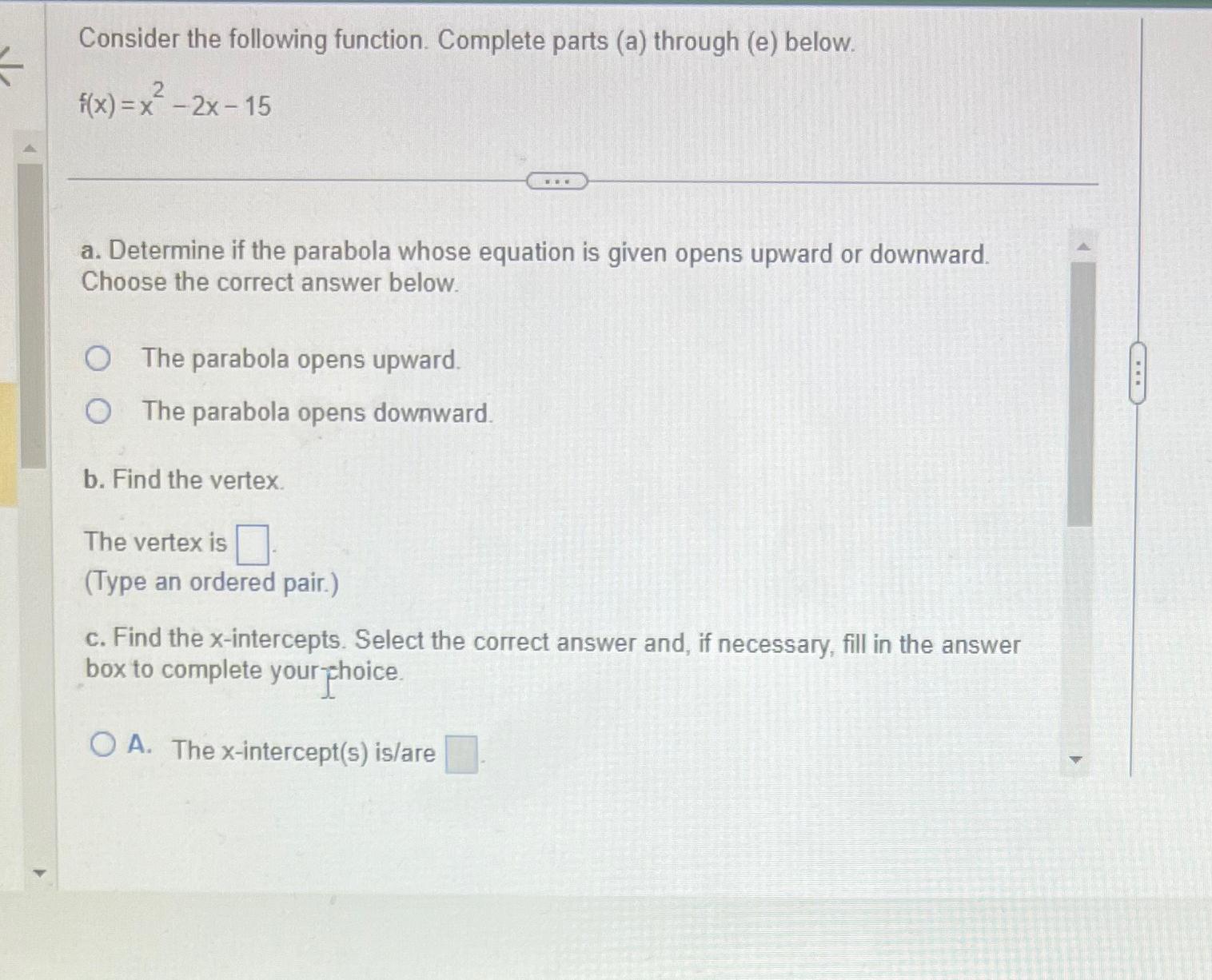 Solved Consider the following function. Complete parts (a) | Chegg.com