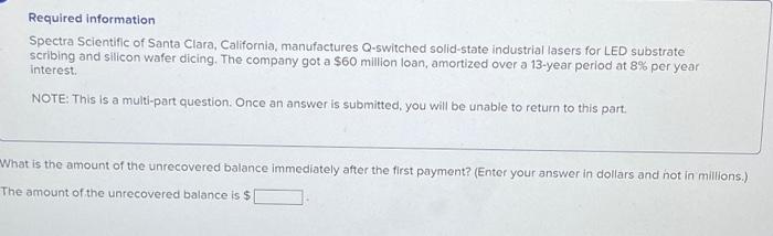 Solved Required information Spectra Scientific of Santa | Chegg.com
