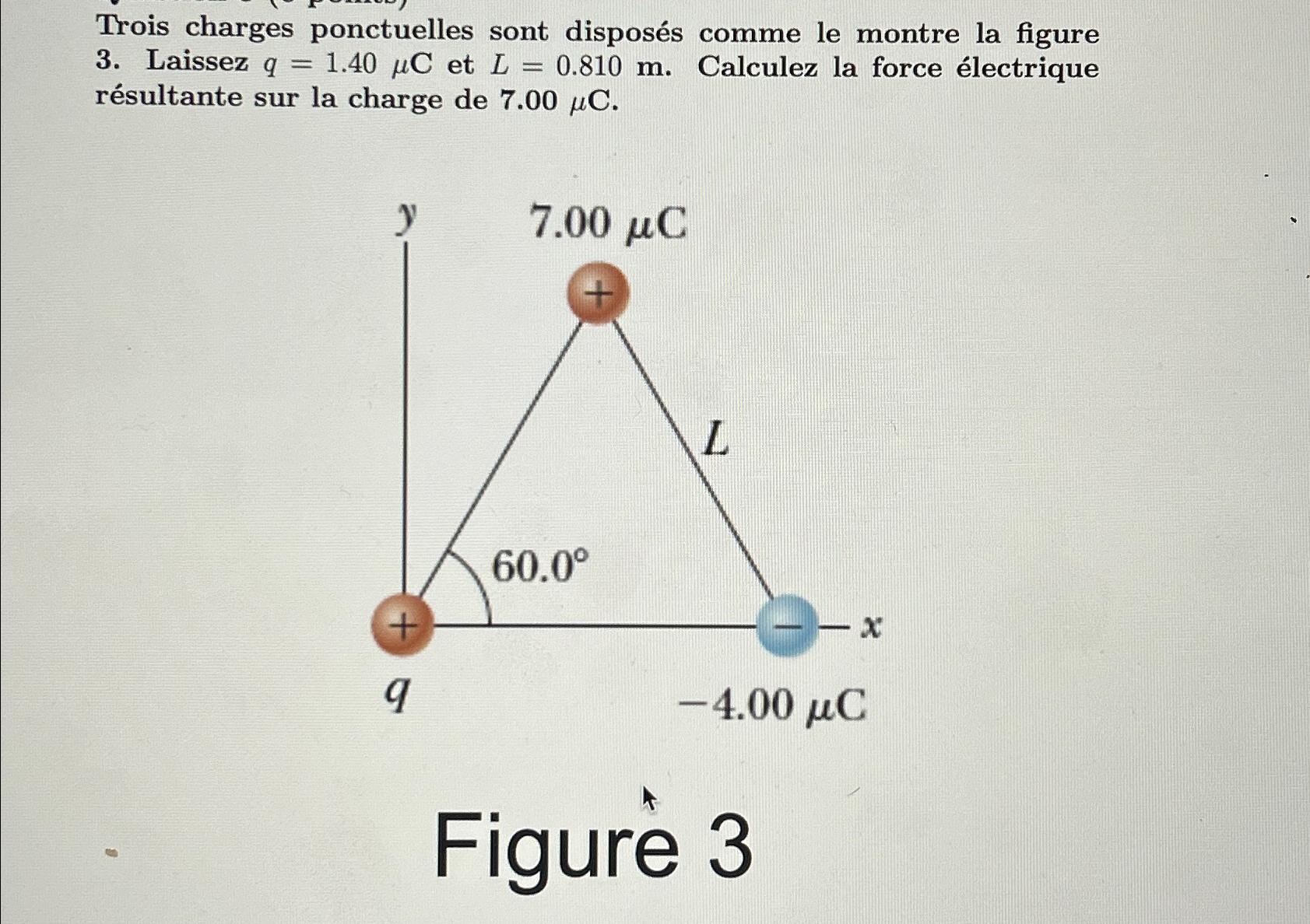 Solved Trois charges ponctuelles sont disposés comme le | Chegg.com