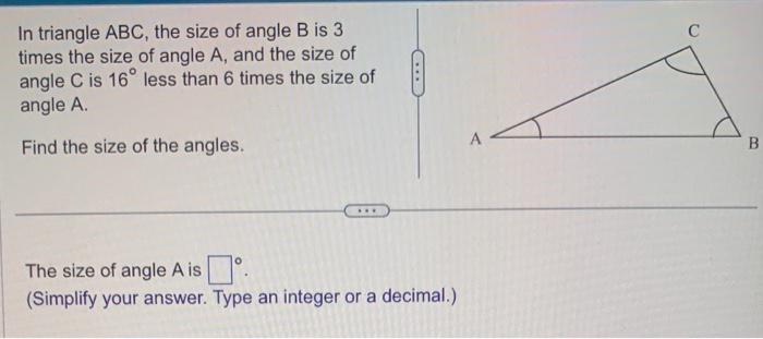 Solved In triangle ABC, the size of angle B is 3 times the | Chegg.com