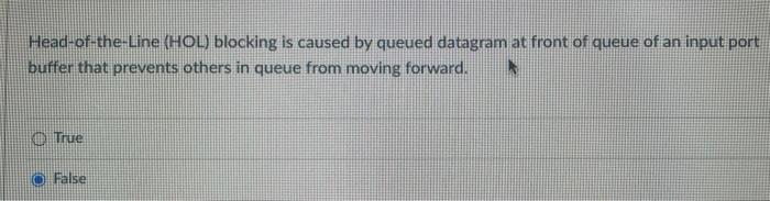 Solved Head-of-the-Line (HOL) blocking is caused by queued | Chegg.com
