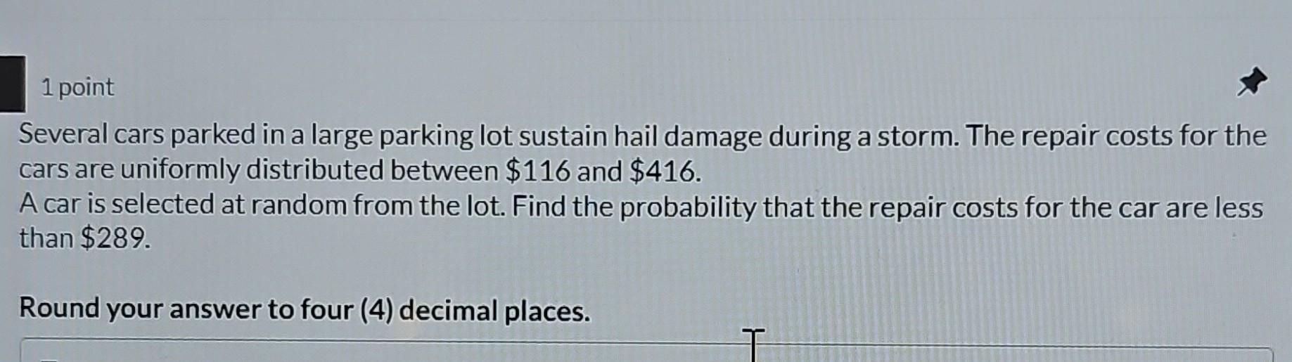 Solved 1 point Several cars parked in a large parking lot | Chegg.com