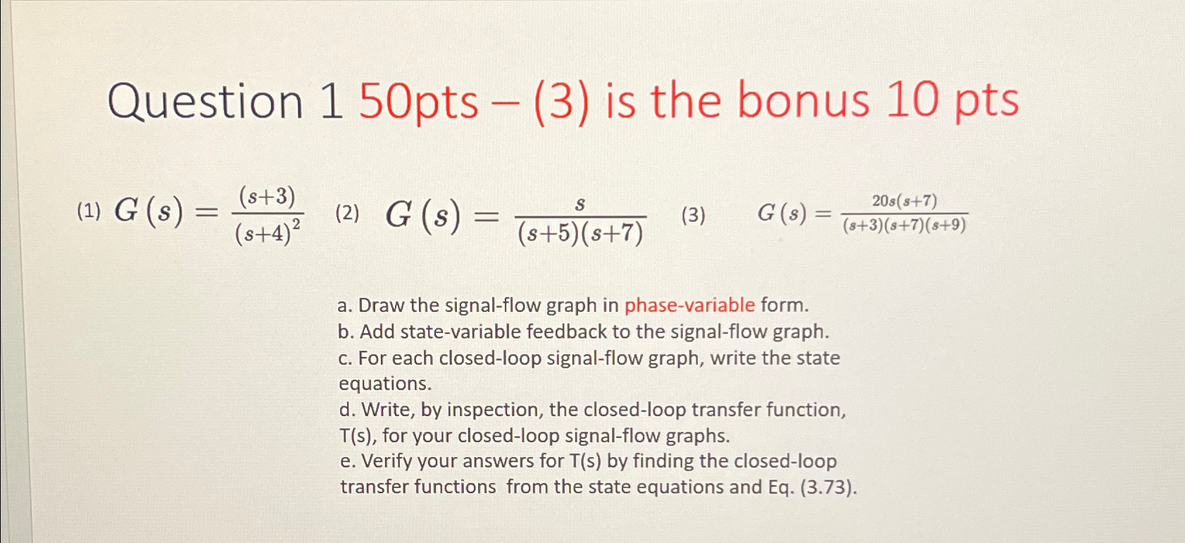 Solved Question 1 50pts - (3) ﻿is the bonus 10 | Chegg.com
