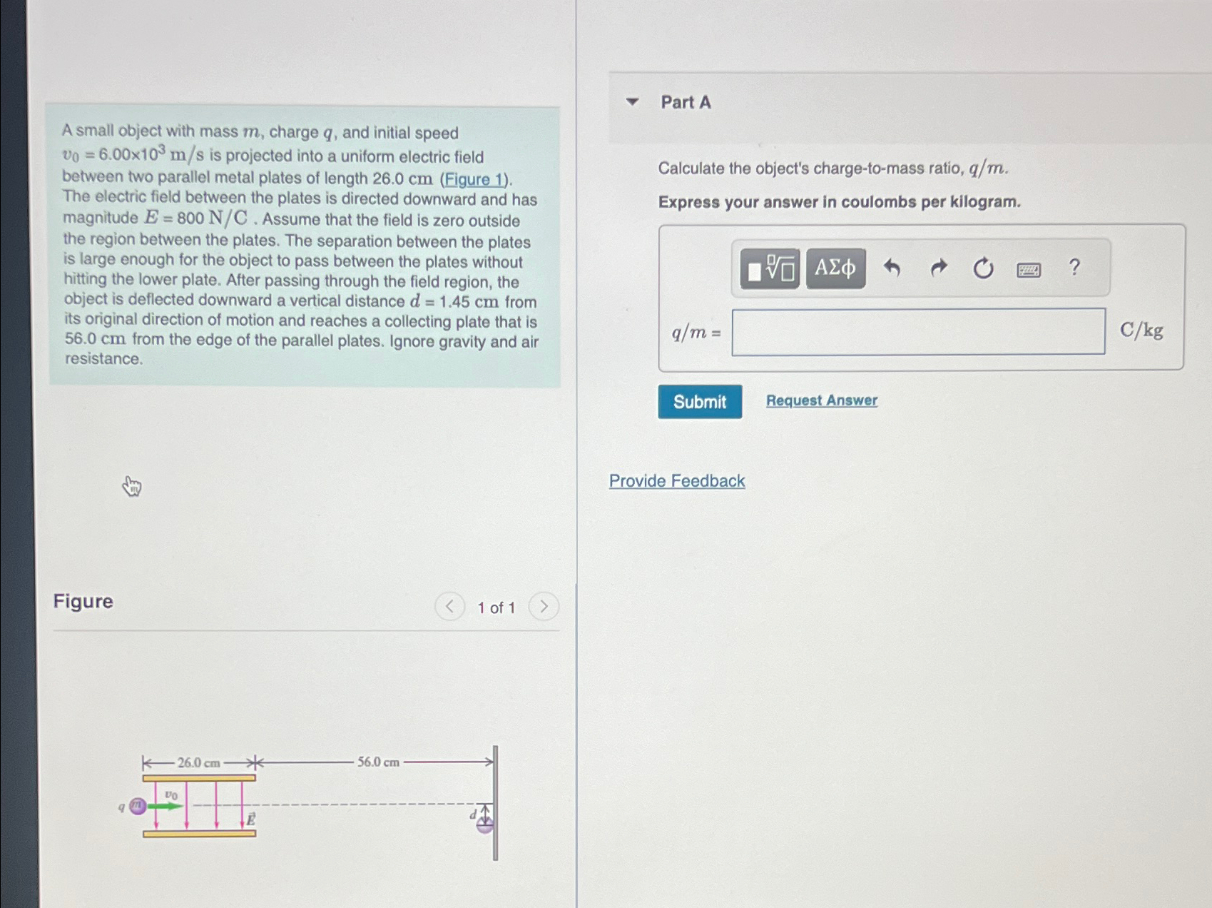 Solved A small object with mass m, ﻿charge q, ﻿and initial | Chegg.com