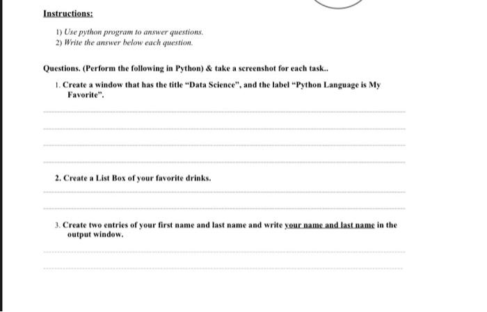 Solved Instructions: 1) Use python program to answer | Chegg.com